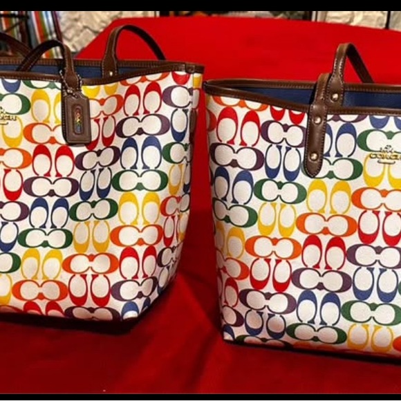 Coach | Bags | Coach Red And Blue Signature Tote Bag Pride Collection ...